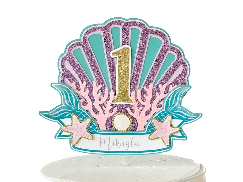 Mermaid Under the Sea Cake Topper Shell Theme Cake Topper - Etsy