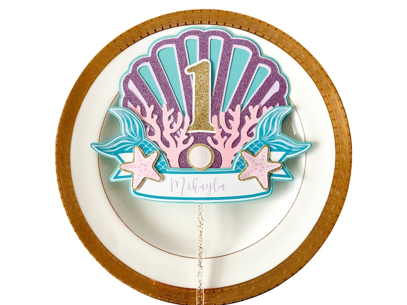 Mermaid Under the Sea Cake Topper Shell Theme Cake Topper - Etsy