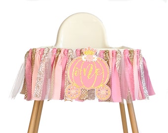 Princess First Birthday, Princess High Chair Banner, Pink Princess ...