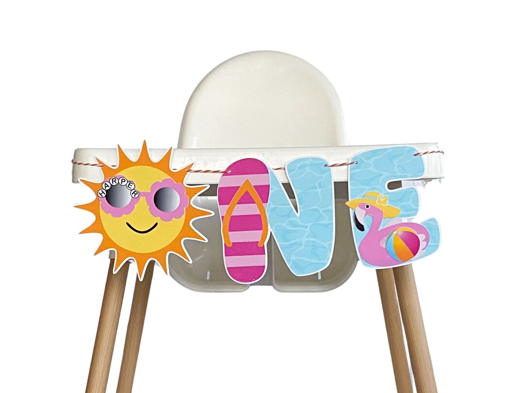 Pool Party Personalized High Chair Banner, Girl 1st Birthday Beach ...