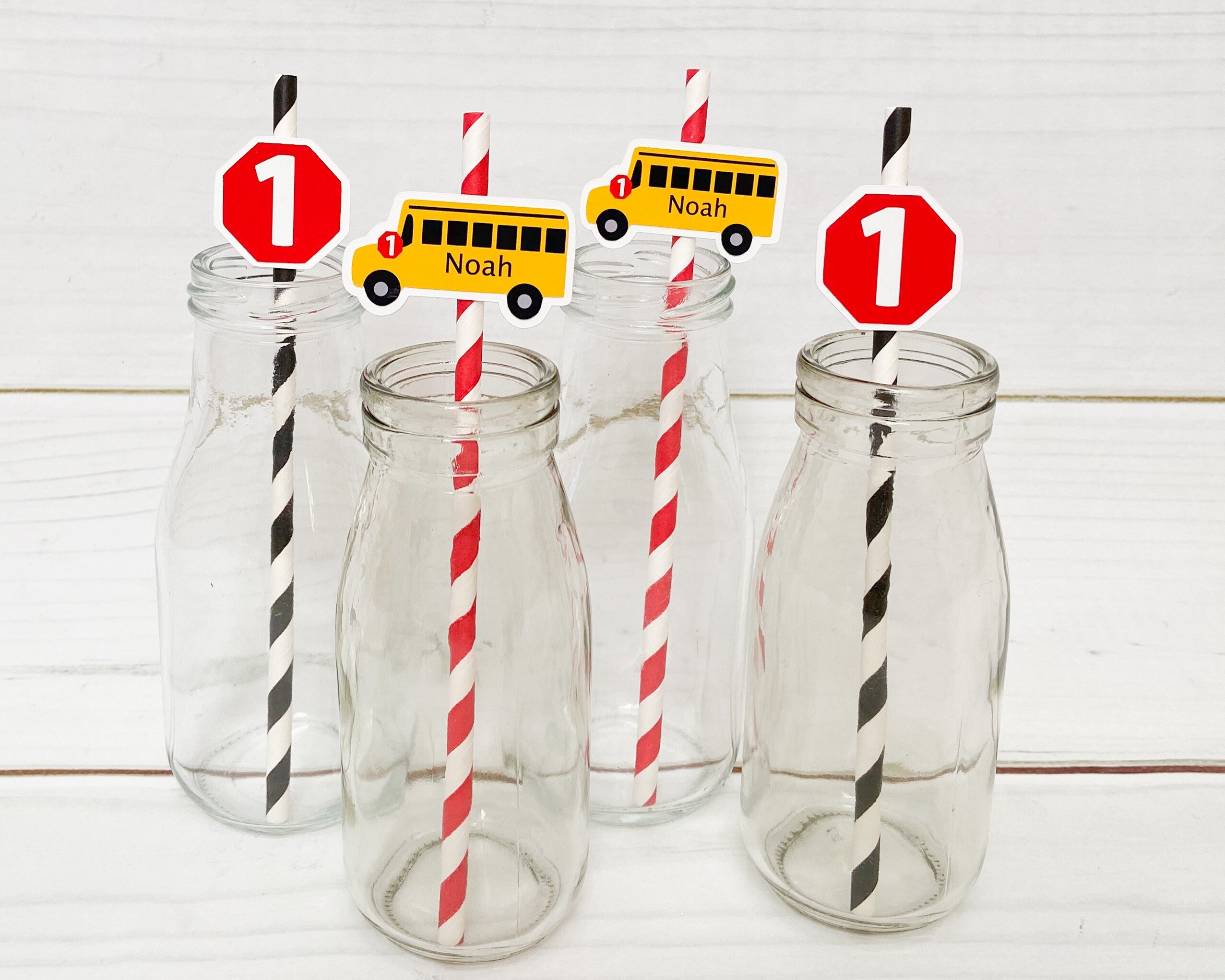School Bus Party Straws Set of 12 Wheels on the Bus First - Etsy