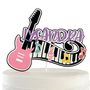 Girl Music Theme Cake Topper, Guitar Birthday Decorations, Baby Jam ...