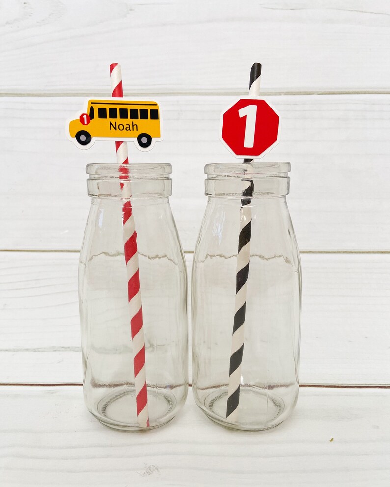 School Bus Party Straws Set of 12 Wheels on the Bus First - Etsy