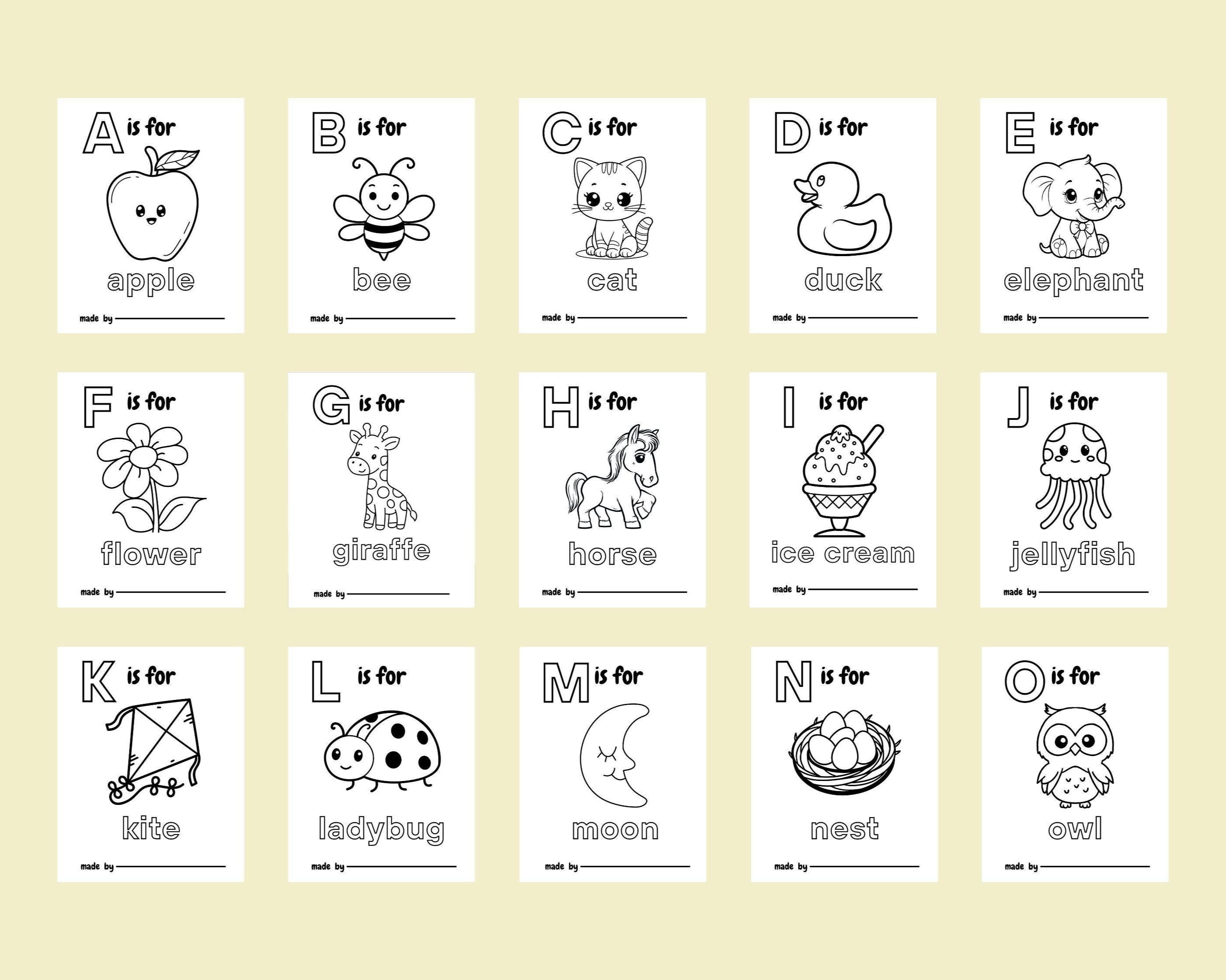 Boho Sun ABC Coloring Book, Baby Shower Activity, Baby's First Book ...