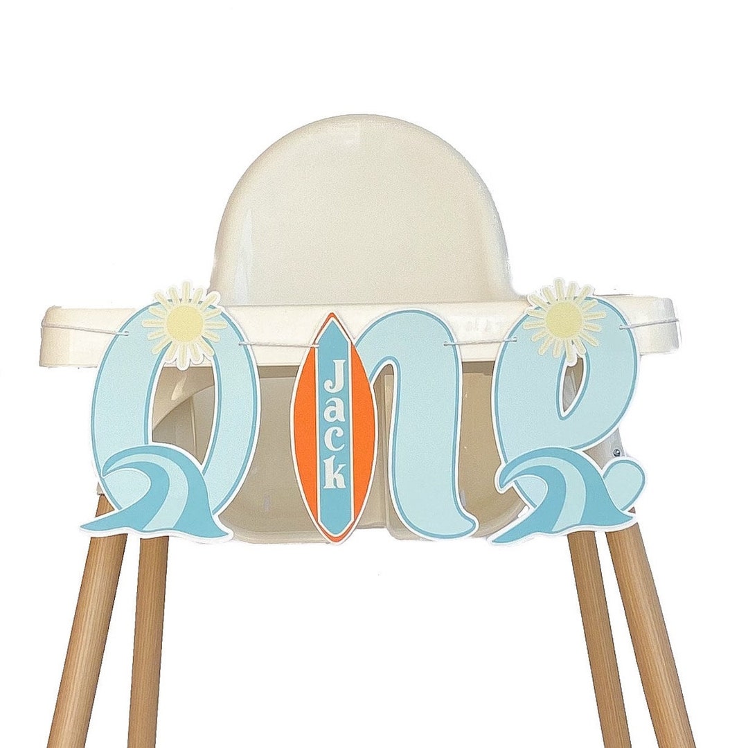 The Big One First Birthday Highchair Banner, Surf Banner Personalized ...