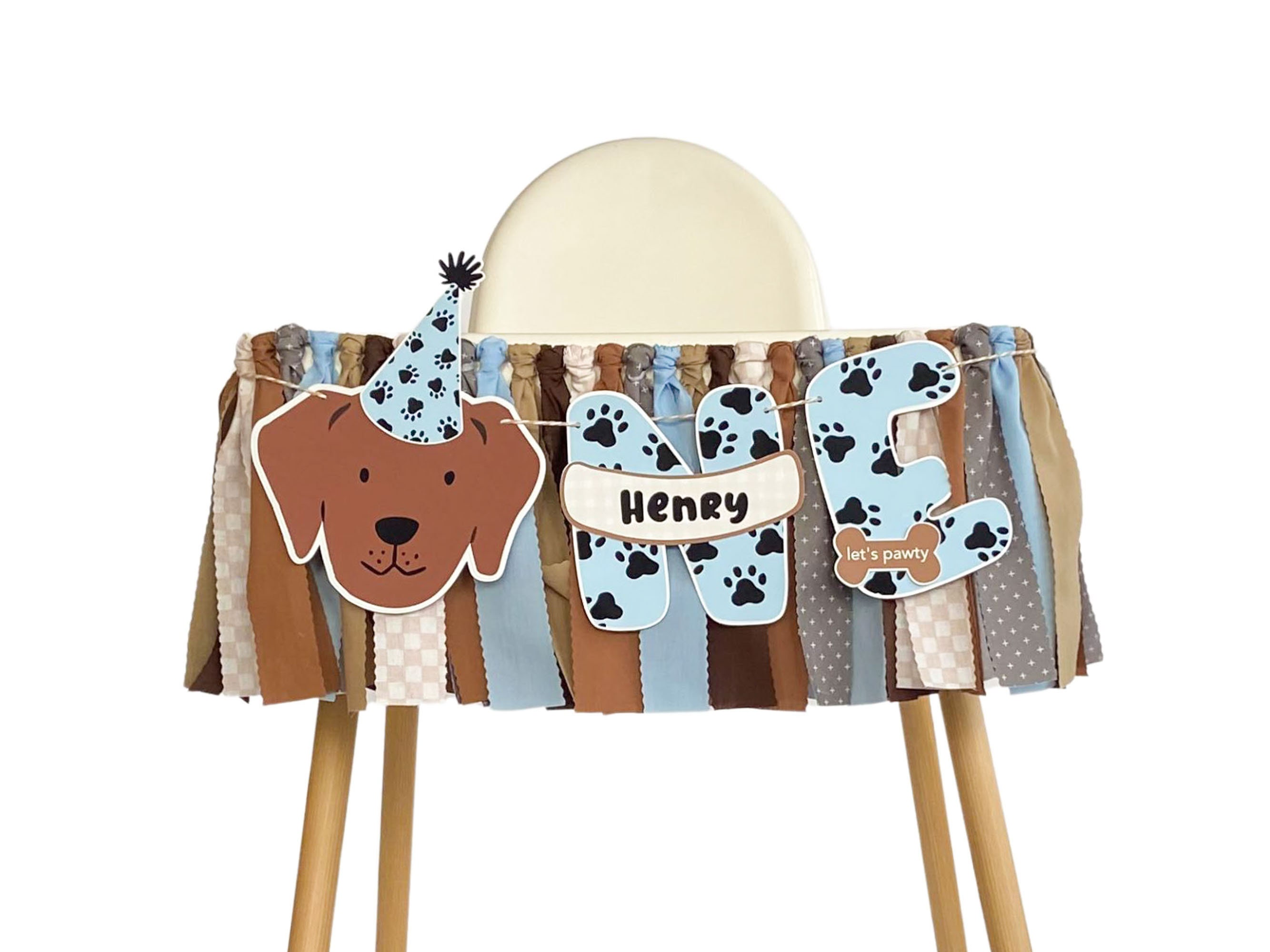 Puppy Dog High Chair One Banner, Personalized Pawty Time 1st Birthday ...