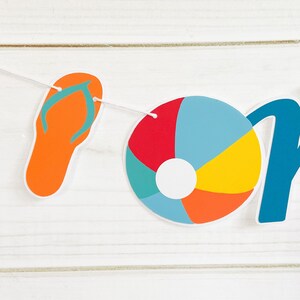 Pool Party First Birthday Banner, Beach Ball Theme High Chair Banner ...