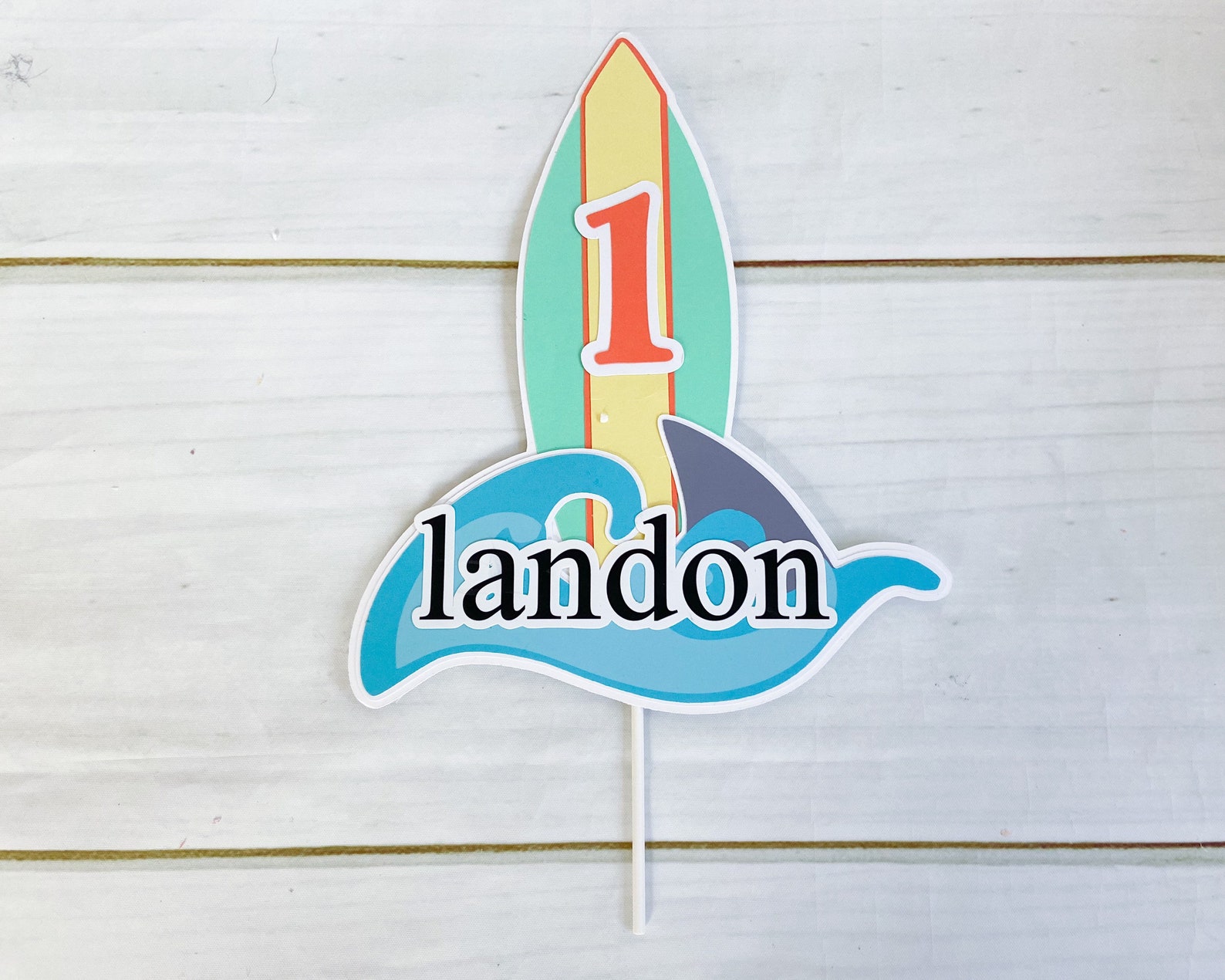 Surfboard Cake Topper Shark Theme Cake Smash Topper | Etsy