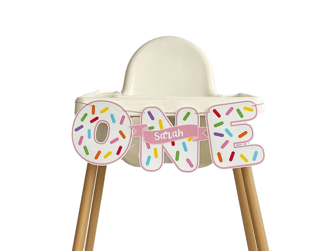 Sprinkles First Birthday High Chair Banner, Rainbow Sprinkles High ...
