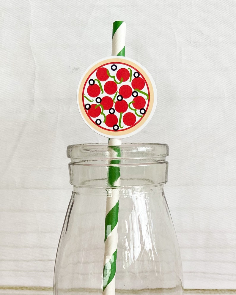 Italian Theme Party Straws Set of 12 Chef Hat Straws Pizza - Etsy