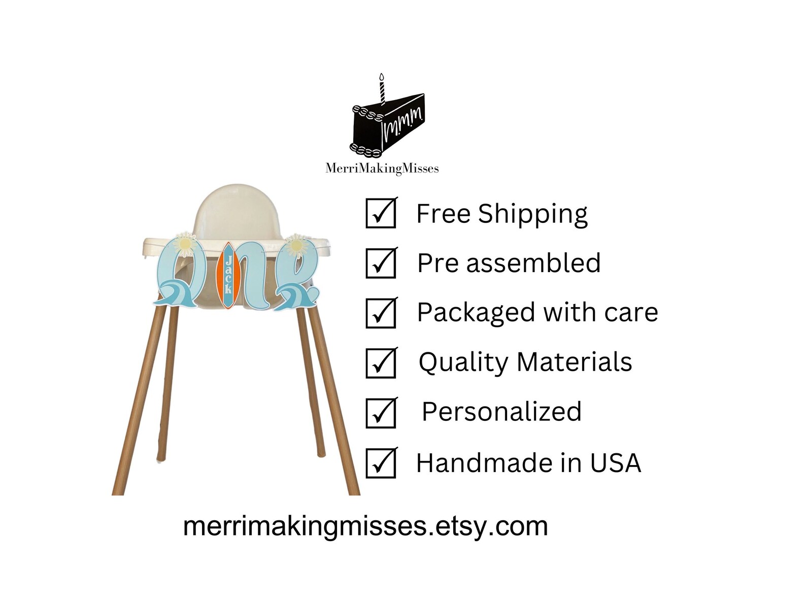 The Big One First Birthday Highchair Banner, Surf Banner Personalized ...