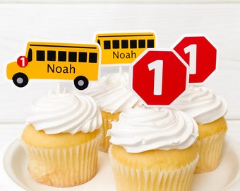 Set of 24pcs School Bus Cupcake Toppers - Etsy