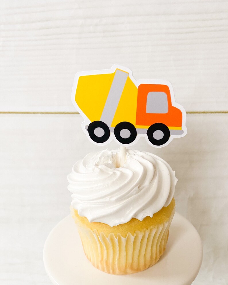 Construction Party Cupcake Toppers Set of 12 Construction | Etsy