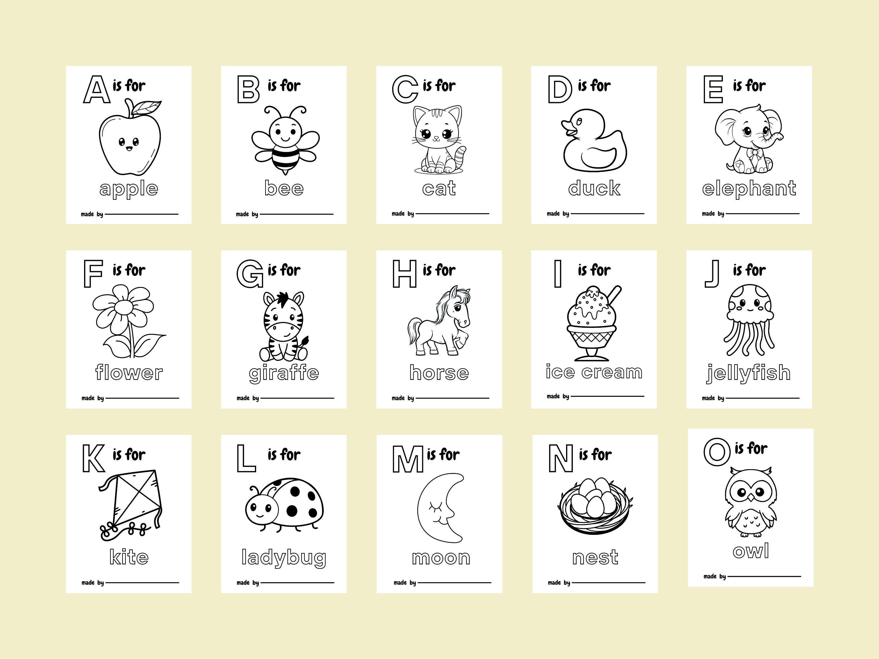 ABC Coloring Book, Baby Shower Activity, Baby's First Book (PRINTED) - Etsy