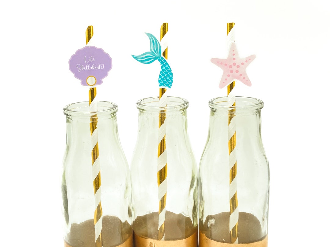 Mermaid Party Straws Set of 12, Shell Straws, Mermaid Tail, Under the ...