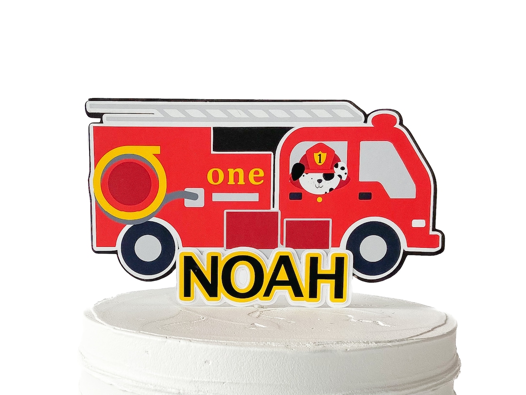Fire Truck Cake Topper, Personalized Fire Truck Cake Decorations With ...