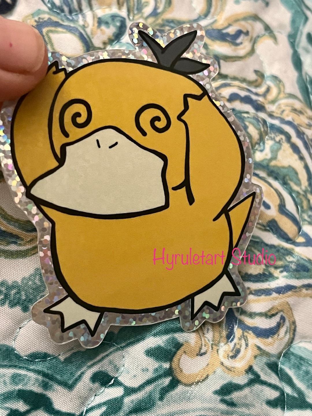 Pocket Monster Psyduck Glitter Sticker - Etsy