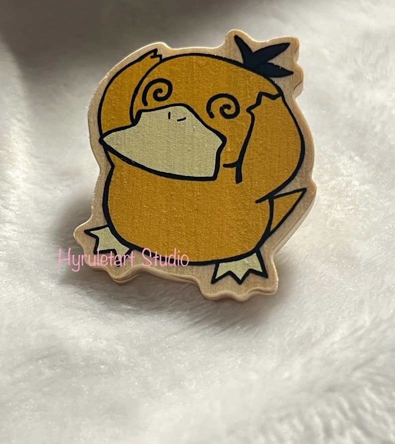 Pocket Monster Psyduck Wood Pin - Etsy