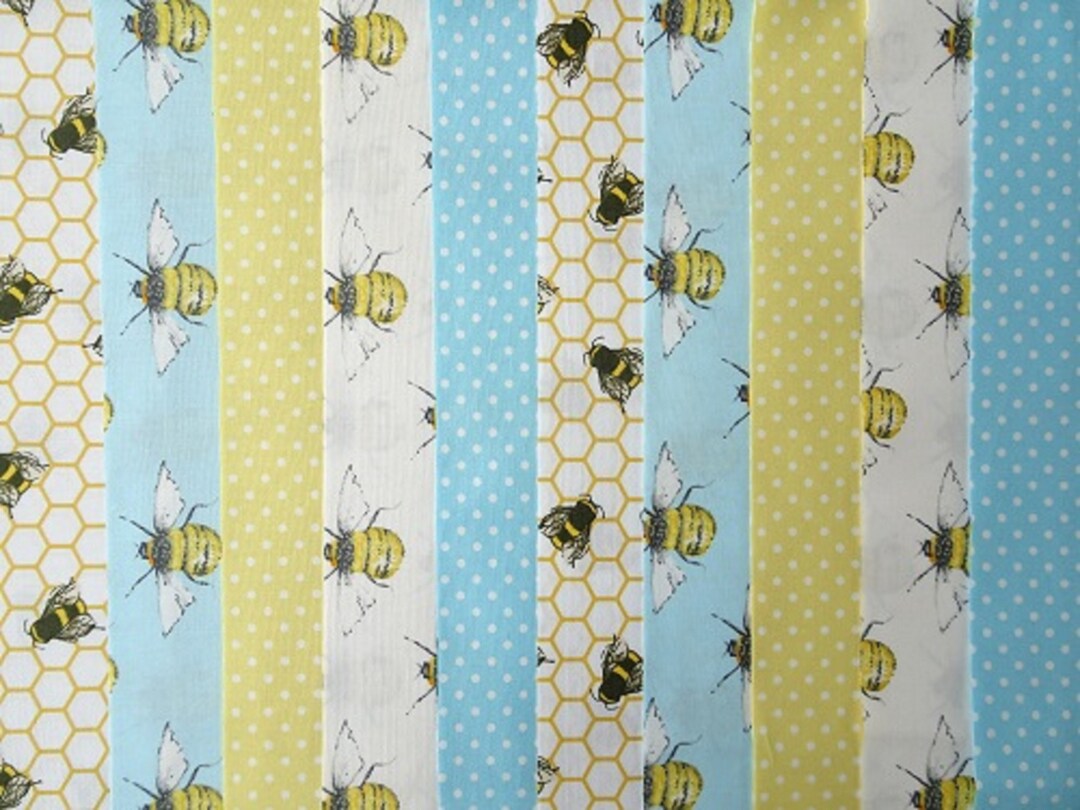 Ivory/sky Bee 25 Jelly Roll Strips 100% Cotton Patchwork Fabric - Etsy
