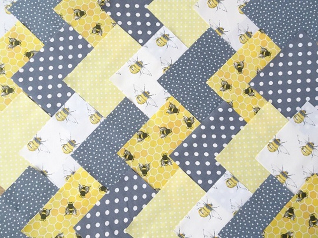 Grey/lemon Bee Charm Pack 50 Pieces 5 Inch Squares 100% Cotton Patchwork Fabric - Etsy