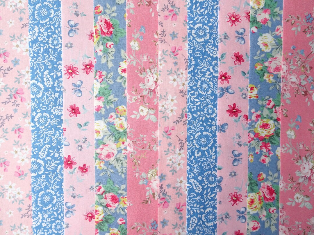 Pink / Blue Floral 40 Jelly Roll Strips 100% Cotton Patchwork Fabric - Etsy