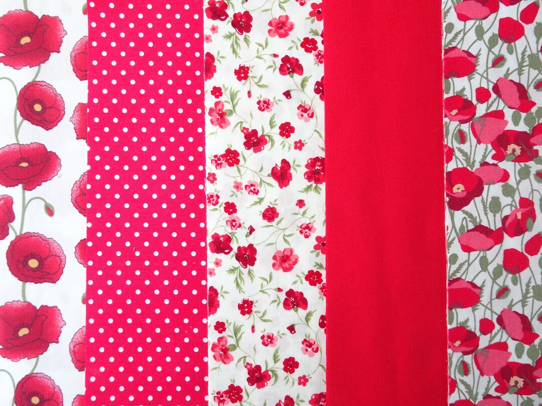 Poppy Red Layer Cake 20 Pieces 10 Inch Squares 100% Cotton Patchwork ...