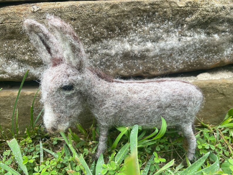 Needle Felted Donkey, Felt Farmhouse Decor, Handmade Donkey Sculpture ...