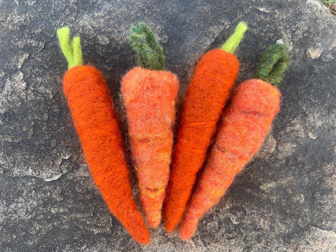Spring Carrots, Needle Felted Set of Four, Felt Food Easter Decor ...