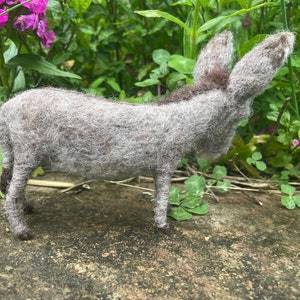 Needle Felted Donkey, Felt Farmhouse Decor, Handmade Donkey Sculpture ...