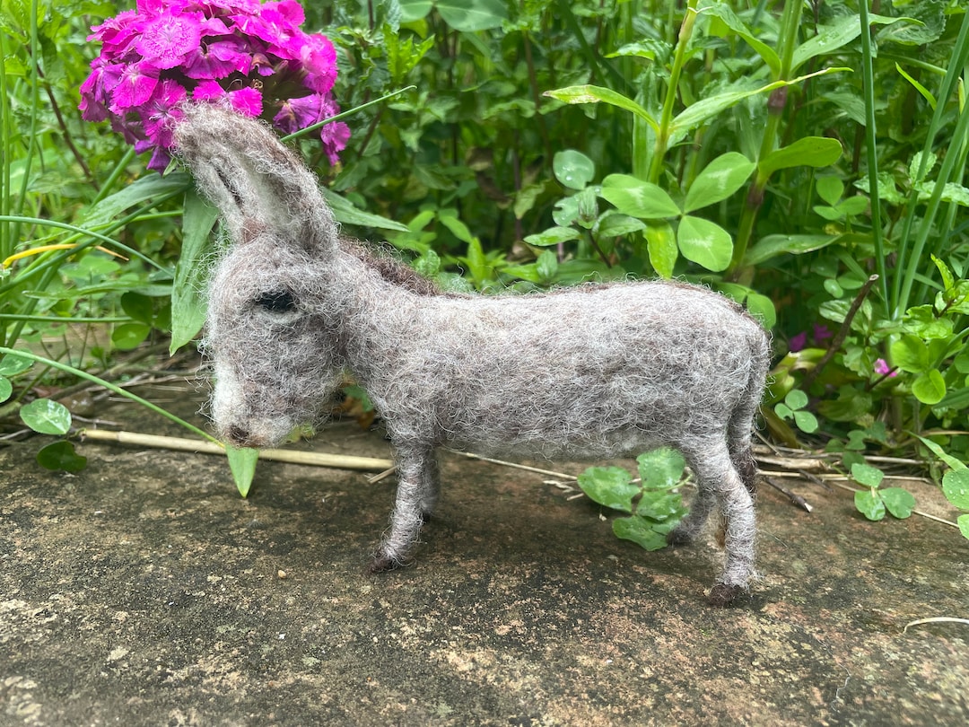 Needle Felted Donkey, Felt Farmhouse Decor, Handmade Donkey Sculpture ...