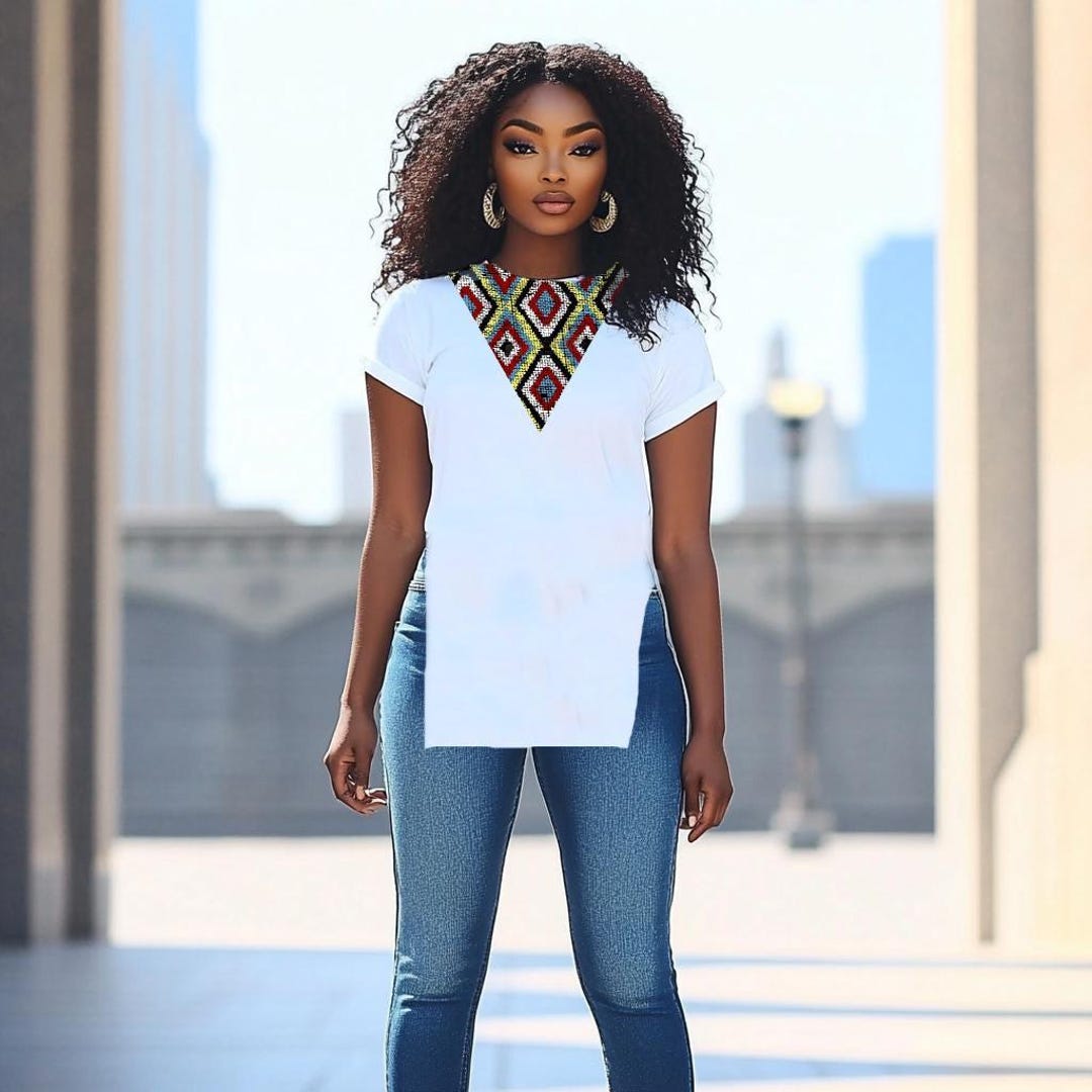 Women Long Line T-shirt African High Quality Print / Designer T-shirt ...