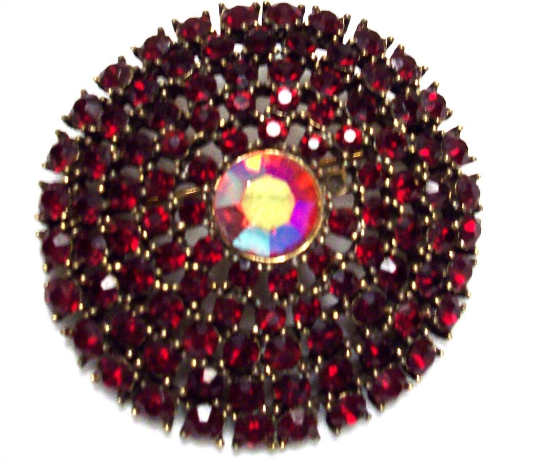 Vintage Deep Red Rhinestone Pin - Etsy
