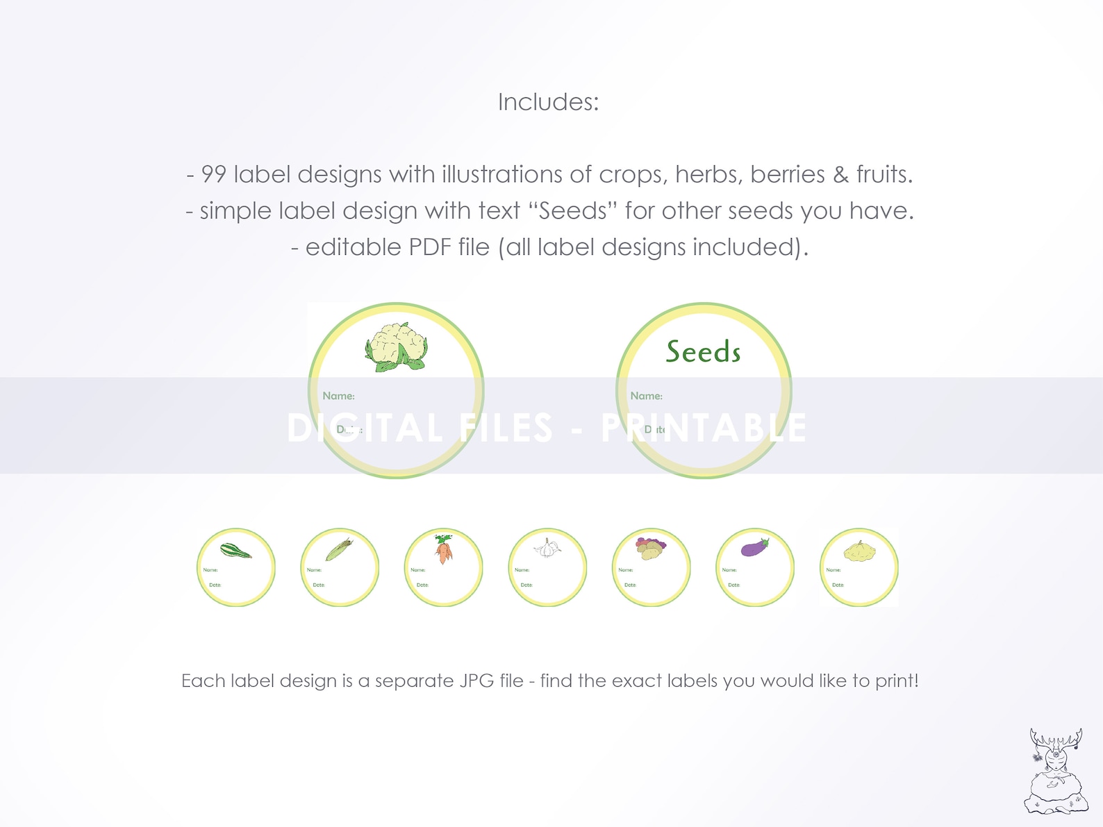Printable Seed Label Design - Seed Label Stickers - Digital File ...