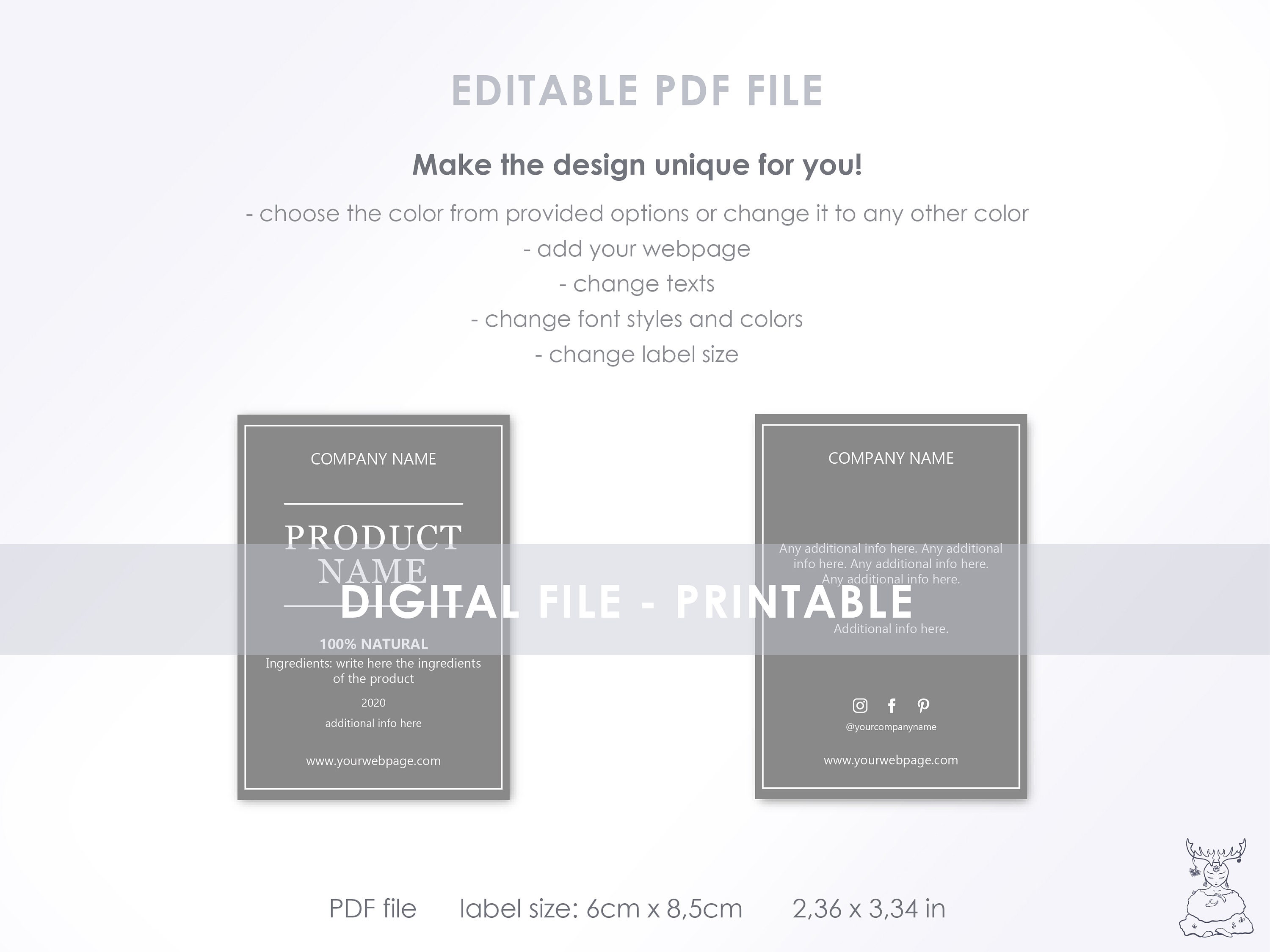 Label Design - Editable PDF File - Label Template - Product Label ...