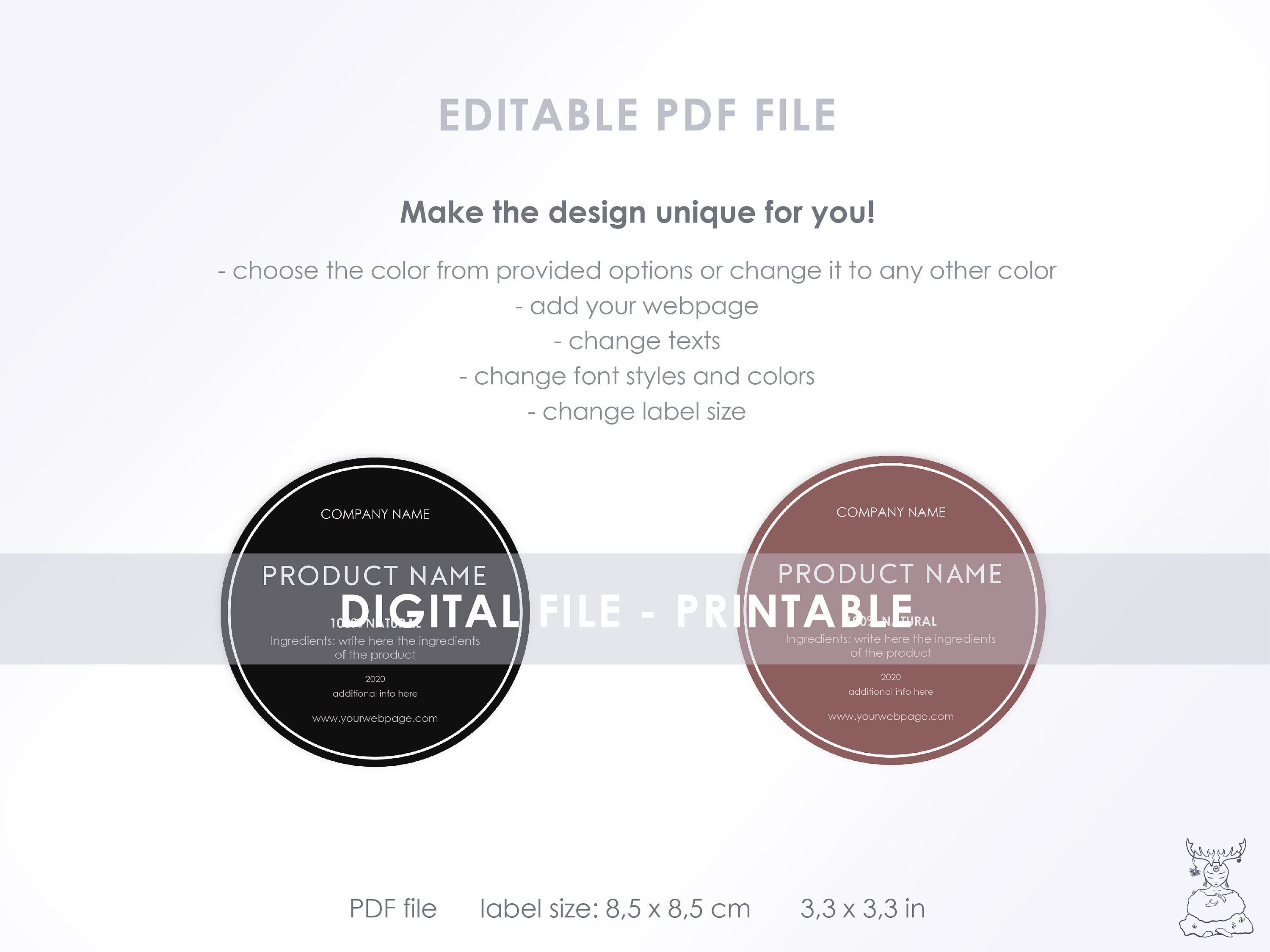 Editable Label Design - Digital File - Instant Download - PDF File ...