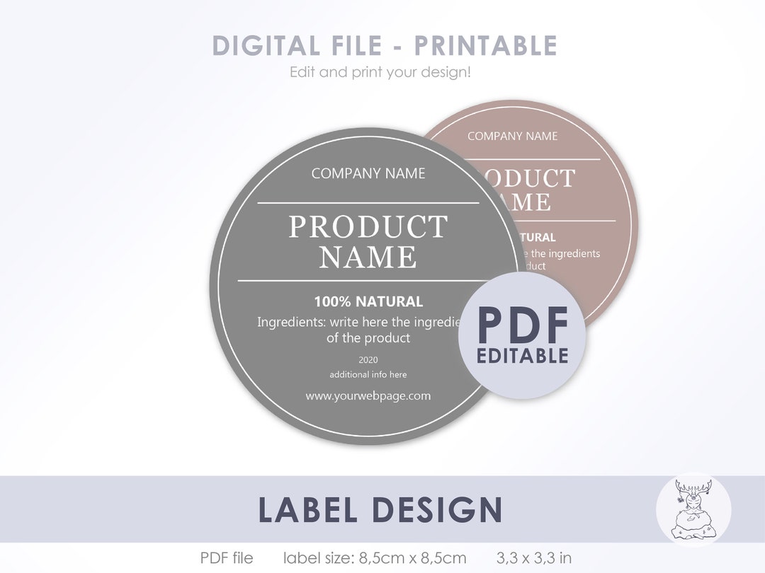 Editable Label Design - Editable PDF File - Digital File - Instant ...