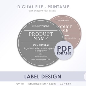 Editable Label Design - Editable PDF File - Digital File - Instant ...