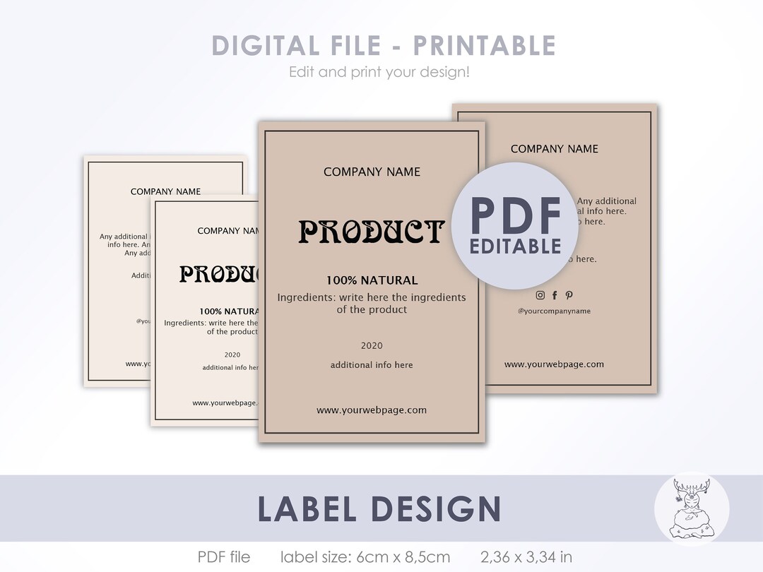 Label Design - Editable Label - PDF File - Digital File - Instant ...