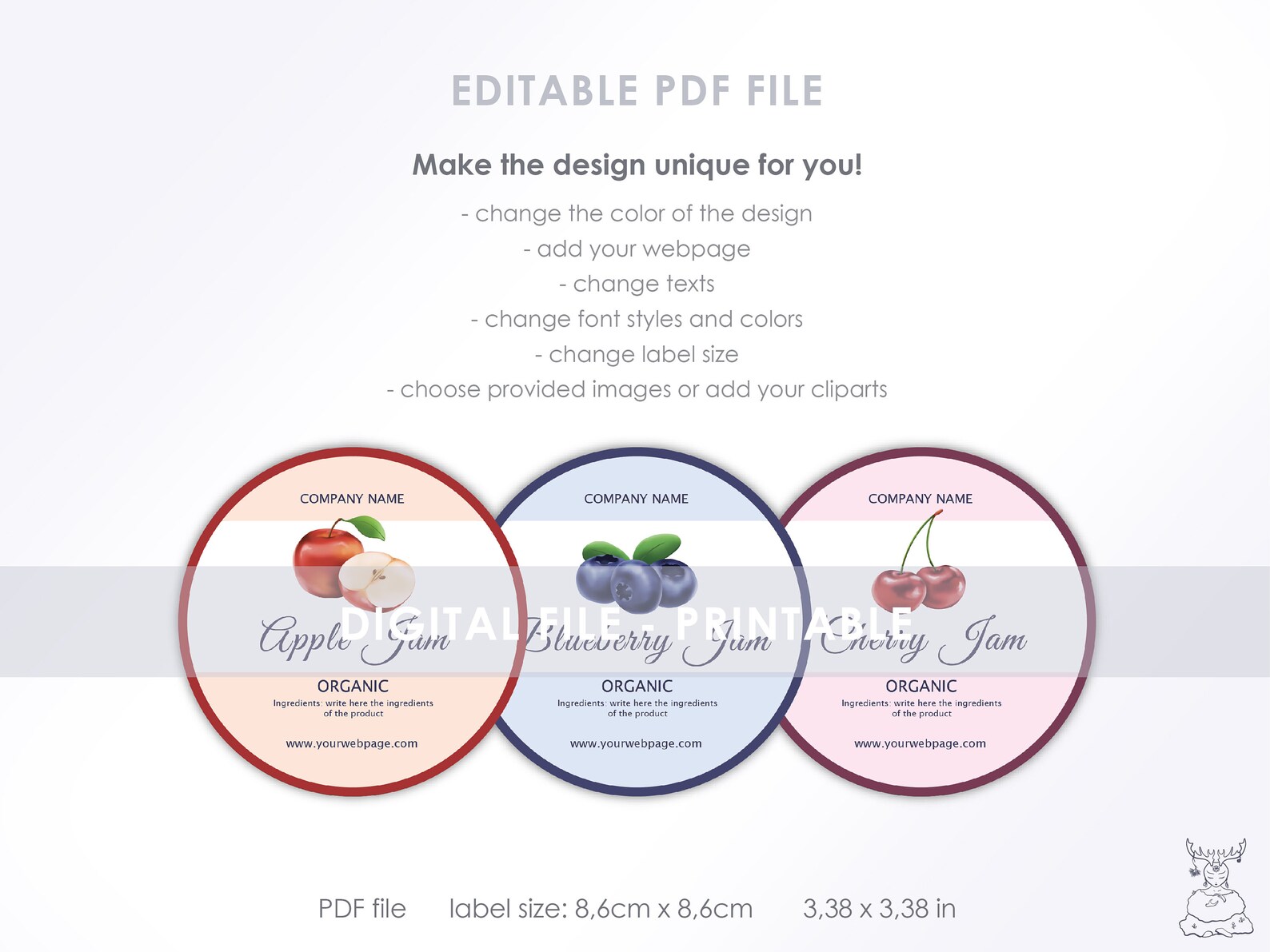 Jam Label Design - Editable Label Template - PDF - Digital File ...