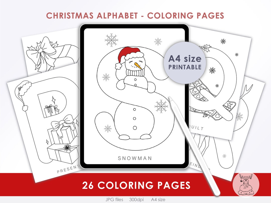 Christmas Alphabet - Coloring Pages for Kids - Instant Download ...