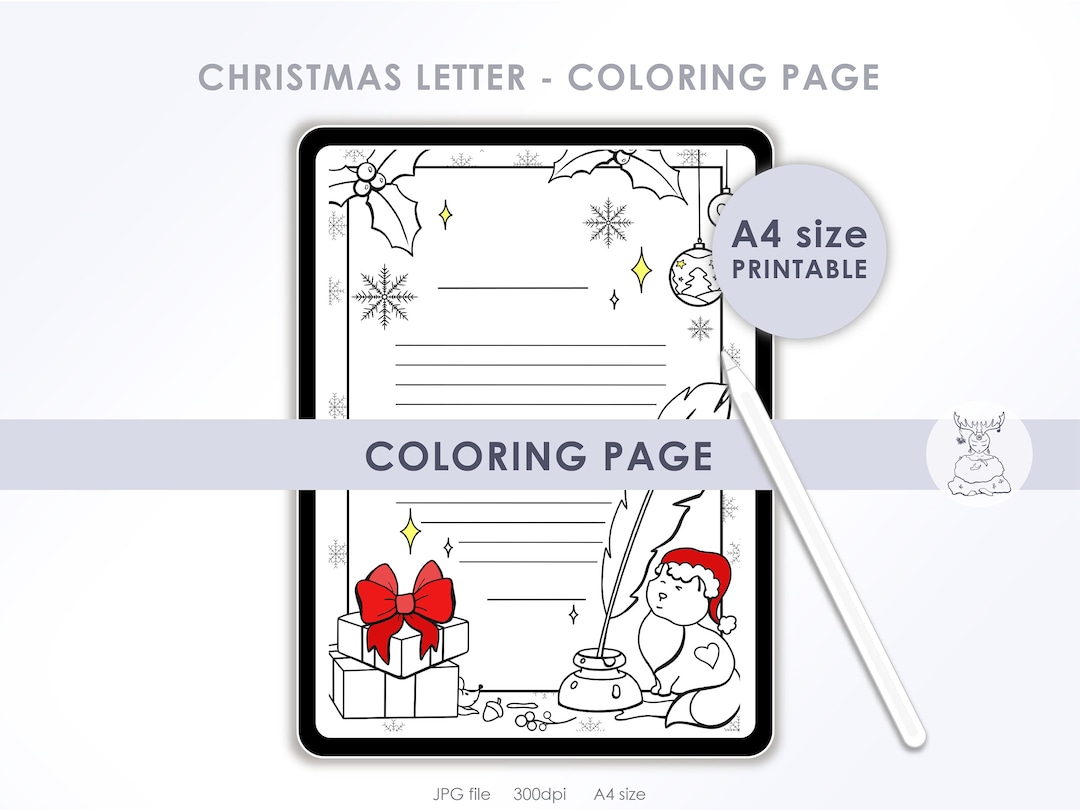 Letter to Santa Coloring Page for Kids Instant Download High Quality ...