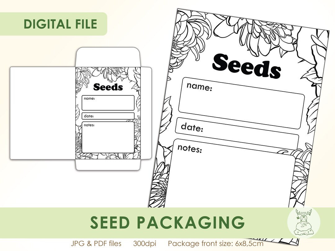 Printable Seed Package Design Flower Seed Package - Etsy