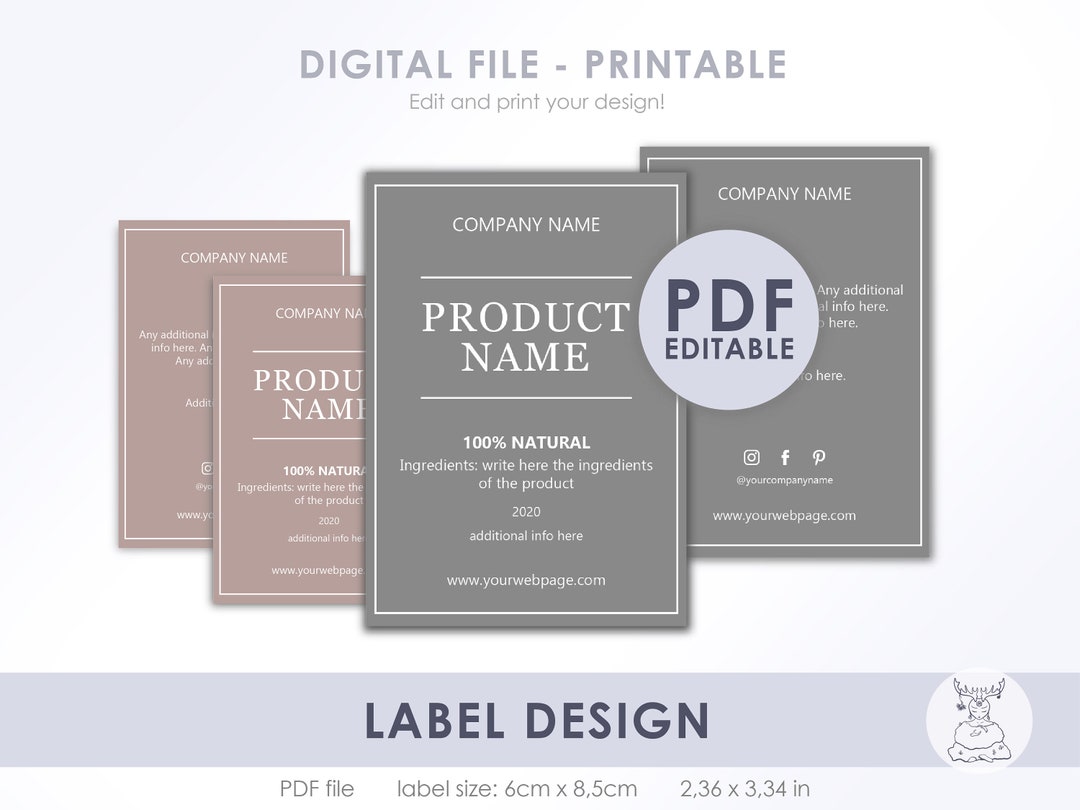Label Design - Editable PDF File - Label Template - Product Label ...