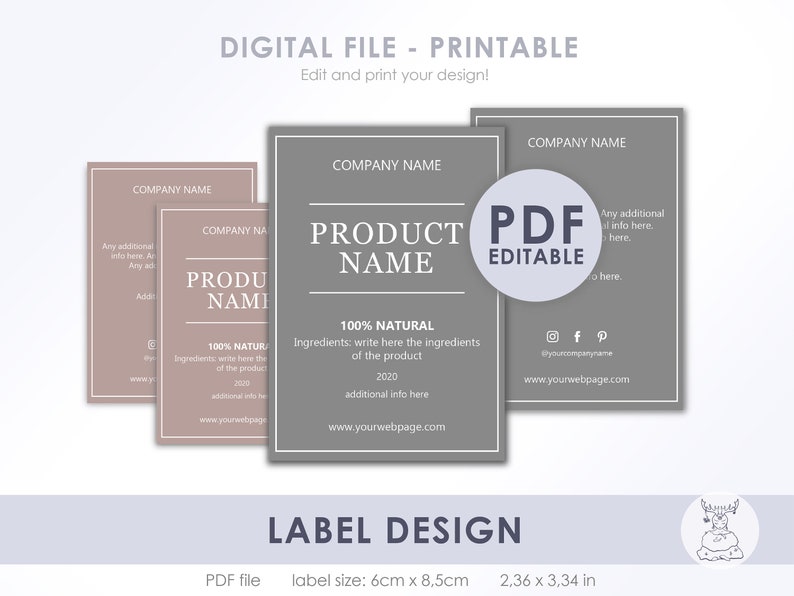 Label Design Editable PDF File Label Template Product - Etsy