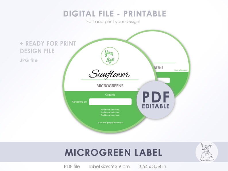 Microgreen Label Design - Editable Label Design - PDF - Digital File ...
