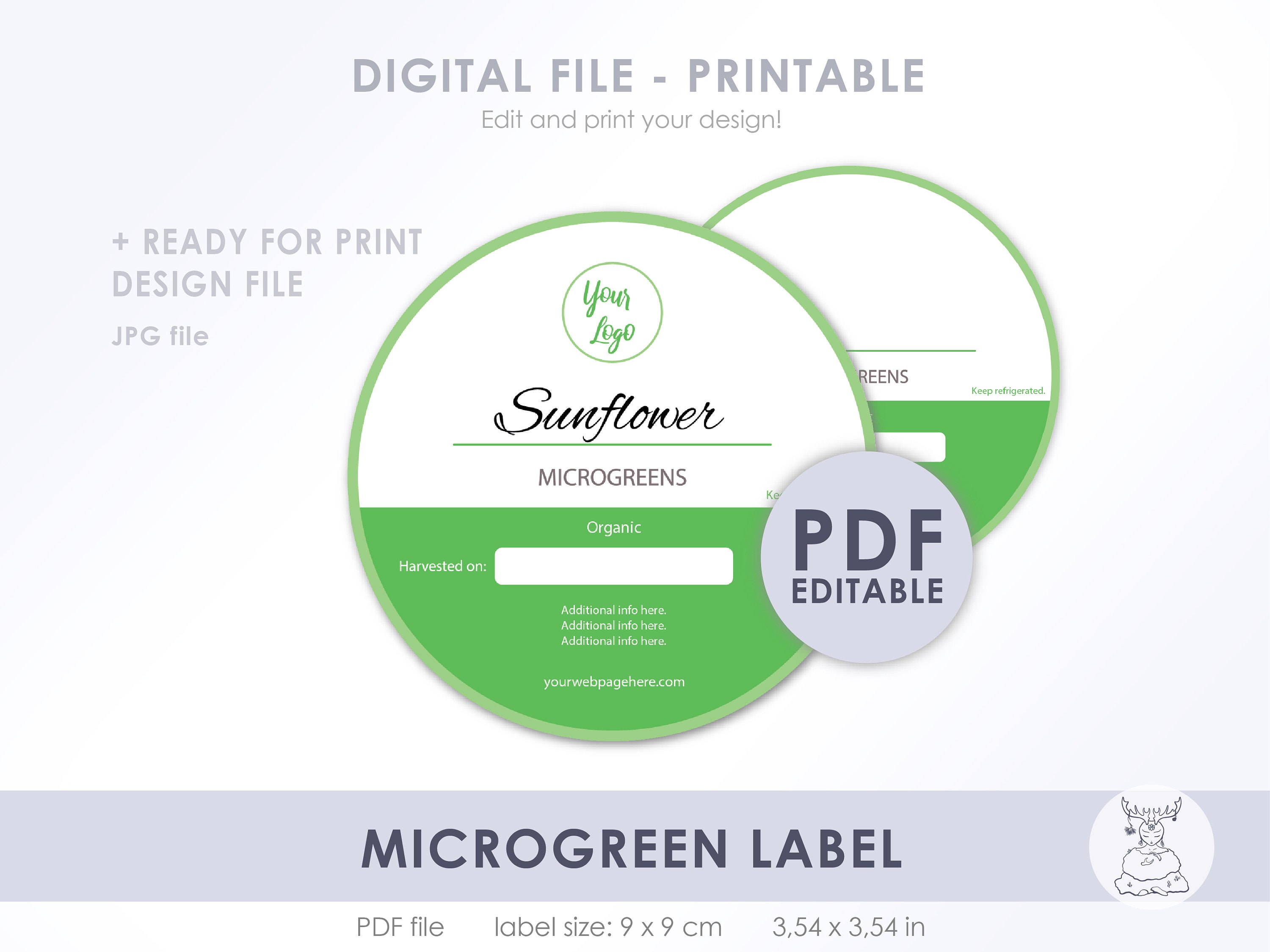 Microgreen Label Design - Editable Label Design - PDF - Digital File ...