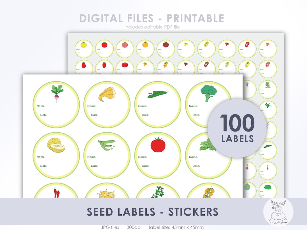 Printable Seed Label Design - Seed Label Stickers - Digital File ...
