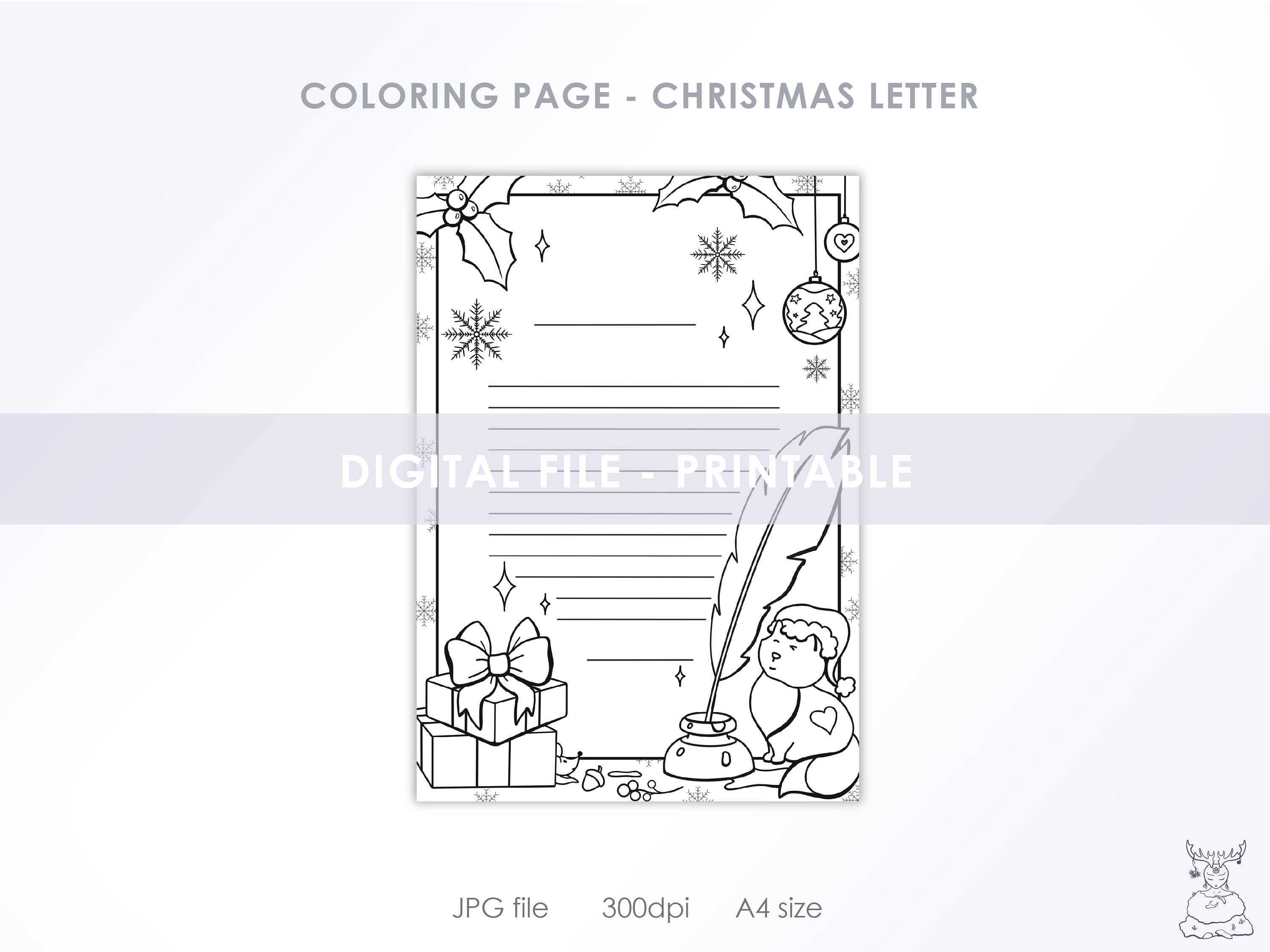 Letter to Santa Coloring Page for Kids Instant Download High Quality ...