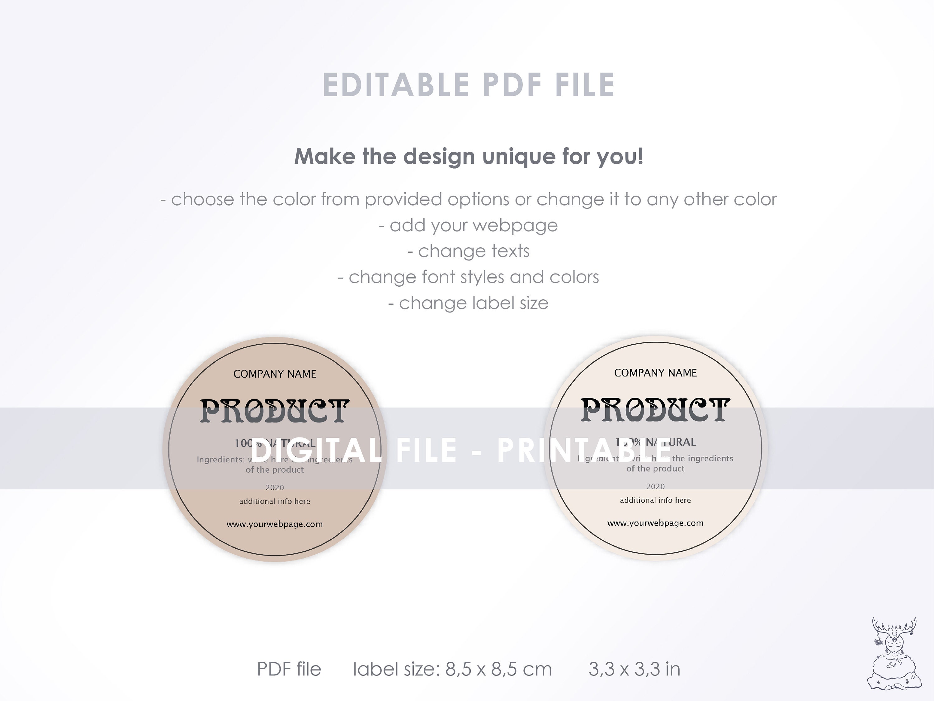 Label Design - Editable PDF File - Simple Label Design - Round Label ...