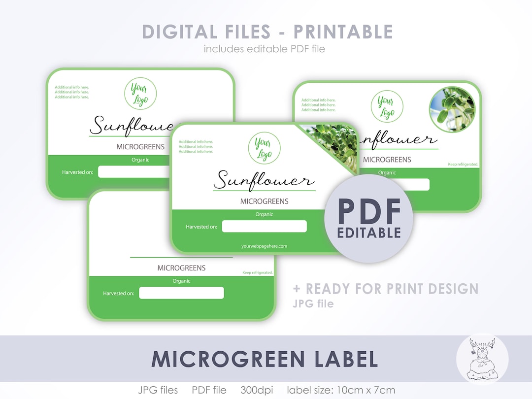 Microgreen Label - Editable Label Design - Printable JPG File - Digital ...